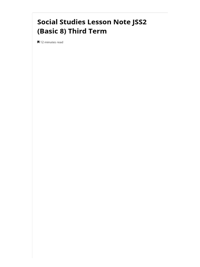 Social Studies Lesson Note JSS2 (Basic 8) Third Term - Edudeligh | PDF | Home Appliance | Banks