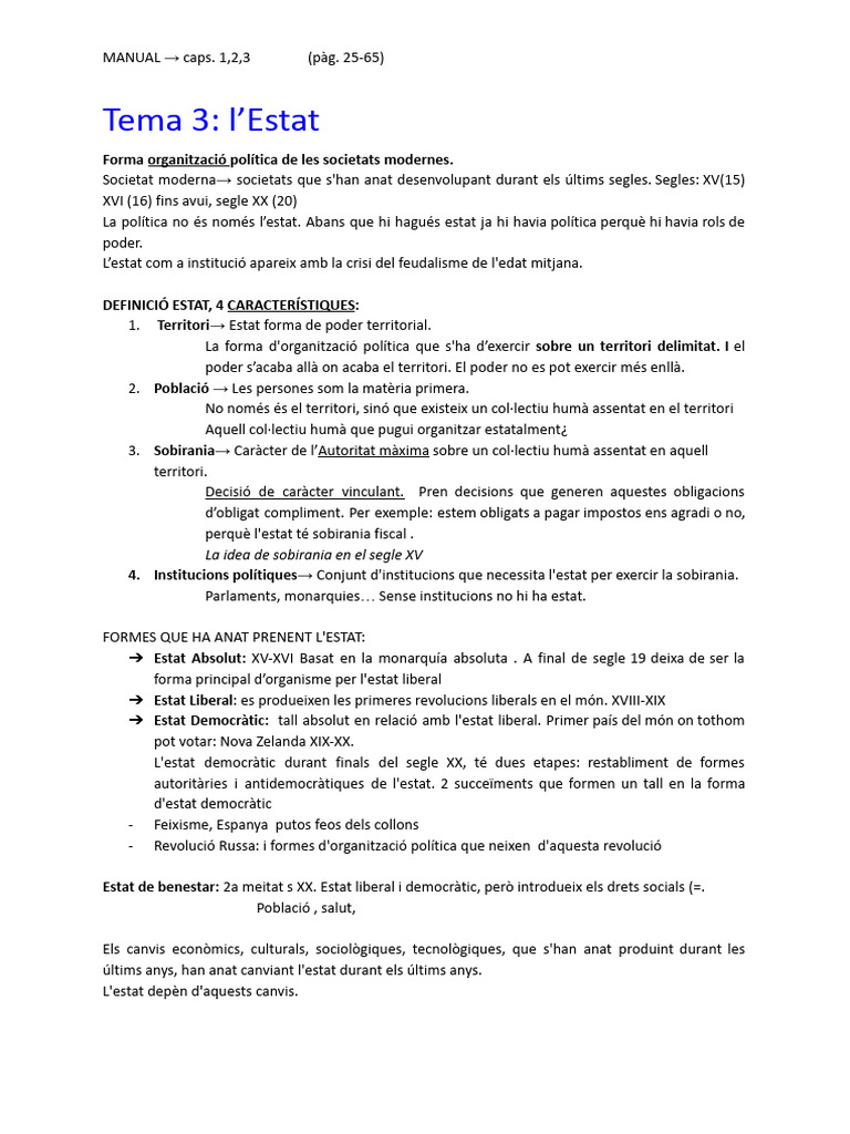 Tema 3 - L'estat | PDF