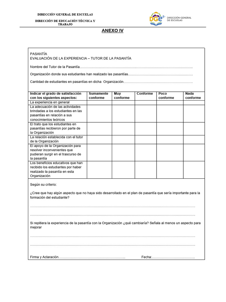 ANEXO 4-Evaluacion Tutor Pasantia | PDF