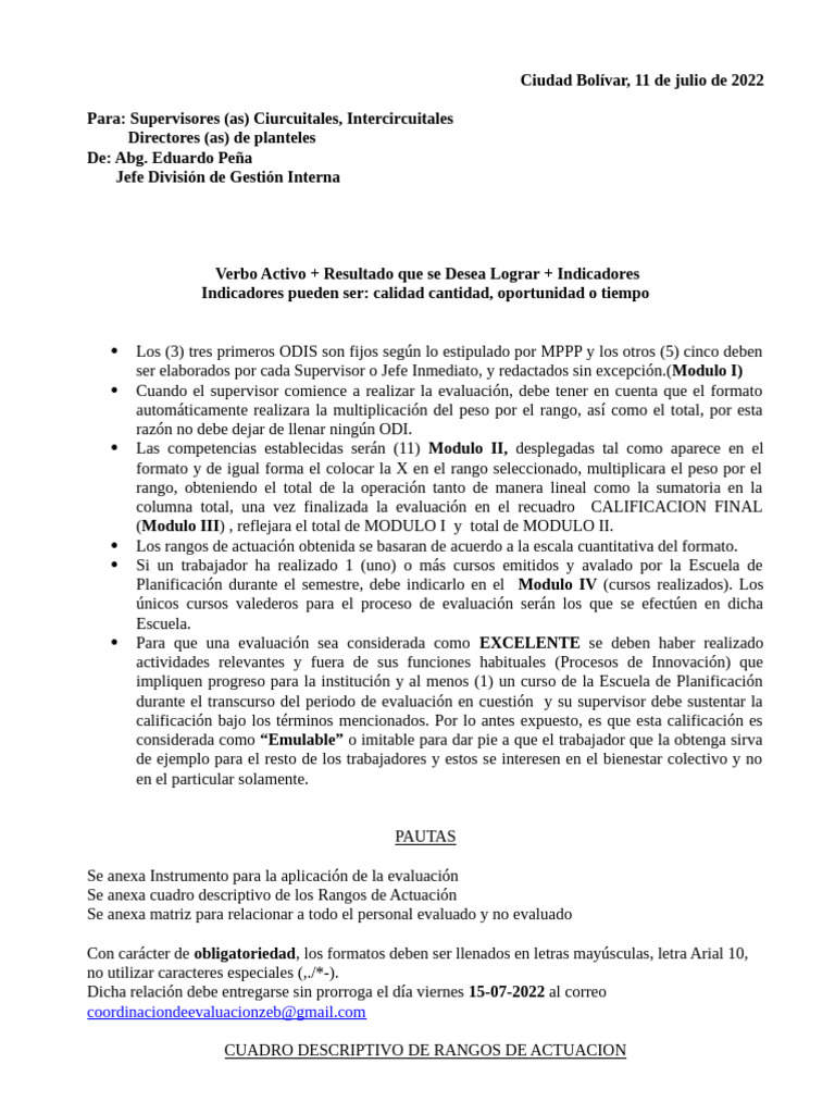 Evaluación de Desempeño y ODIS | PDF