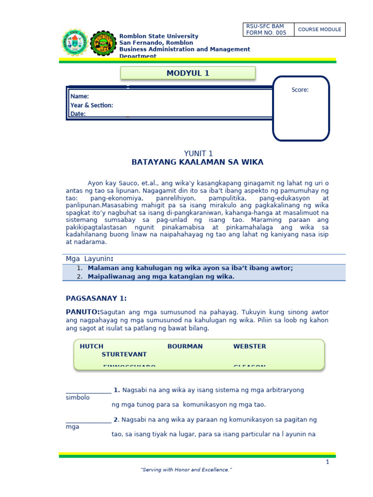 modyul-1-pagbasa-at-pagsulat | PDF