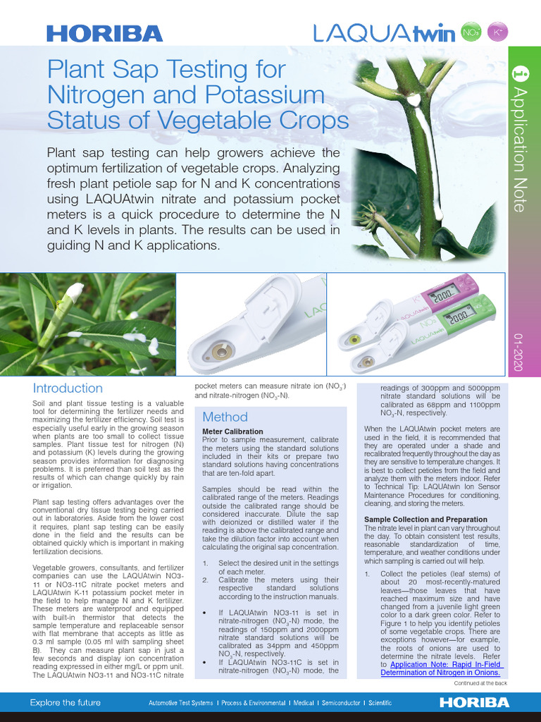 01-2020 Application Note - Plant Sap Testing | PDF | Fertilizer | Nitrate