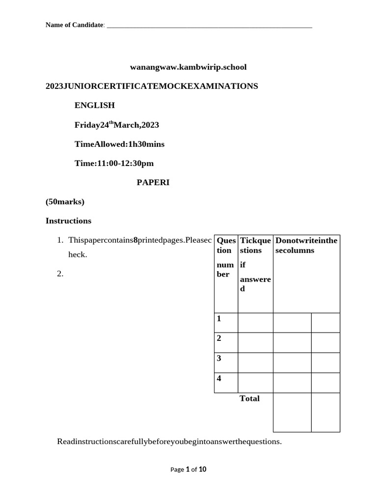 English Jce Paper 1 | PDF | Semantic Units | Morphology