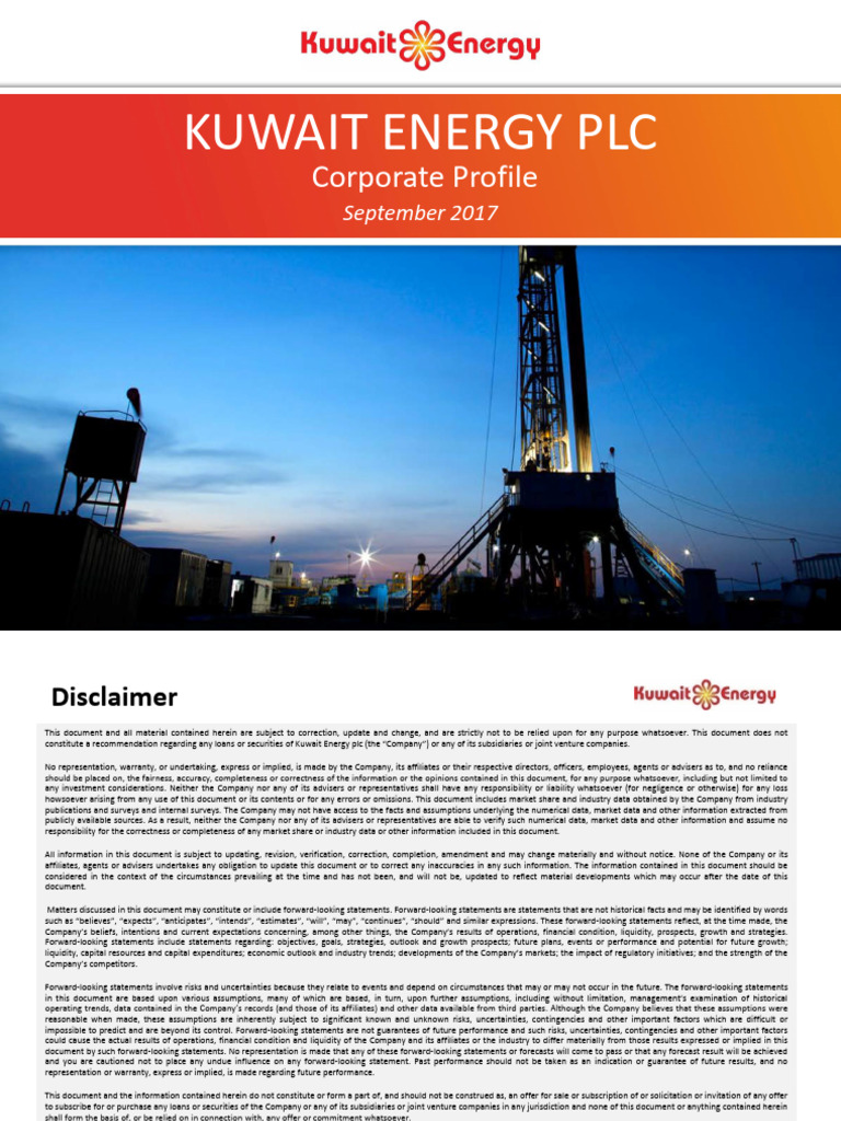 Kuwait Energy Corporate Profile 2017 | PDF | Iraq | Petroleum Reservoir