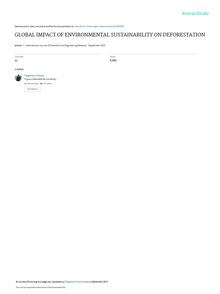 Global Impact of Environmental Sustainability On Deforestation | PDF ...