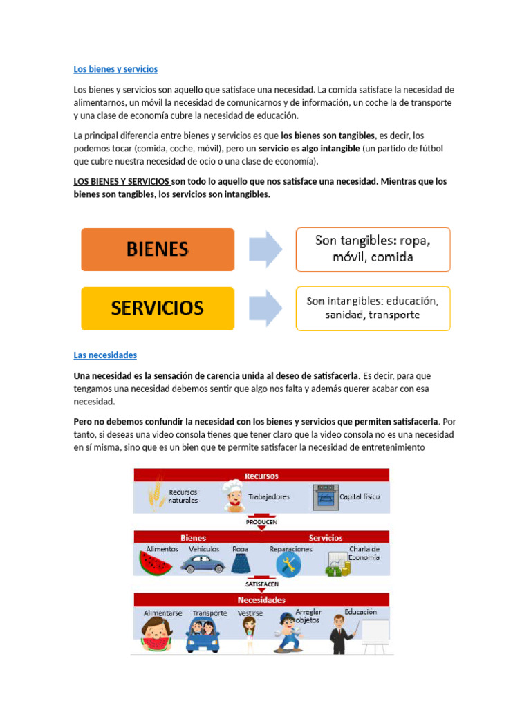 Bienes y servicios: definición y ejemplos | PDF