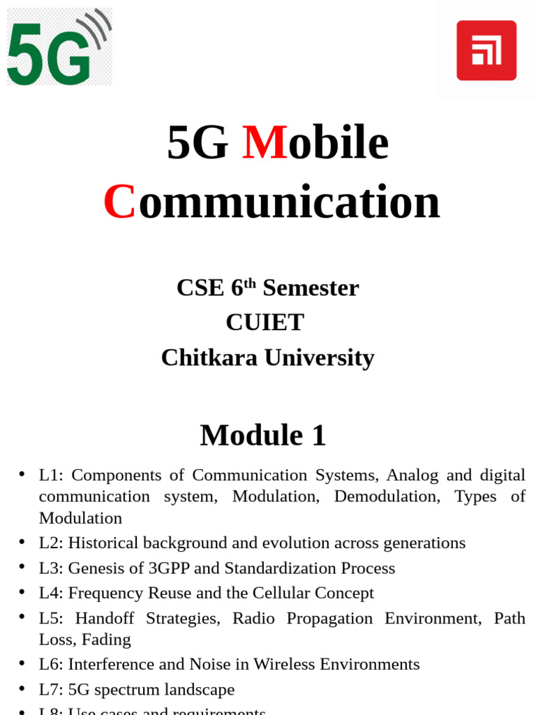 5G Module 1 Complete | PDF | Cellular Network | High Speed Packet Access