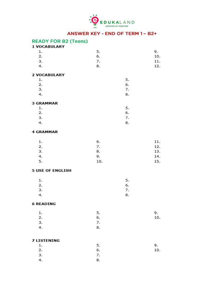 READY FOR B2 Answer Key | PDF