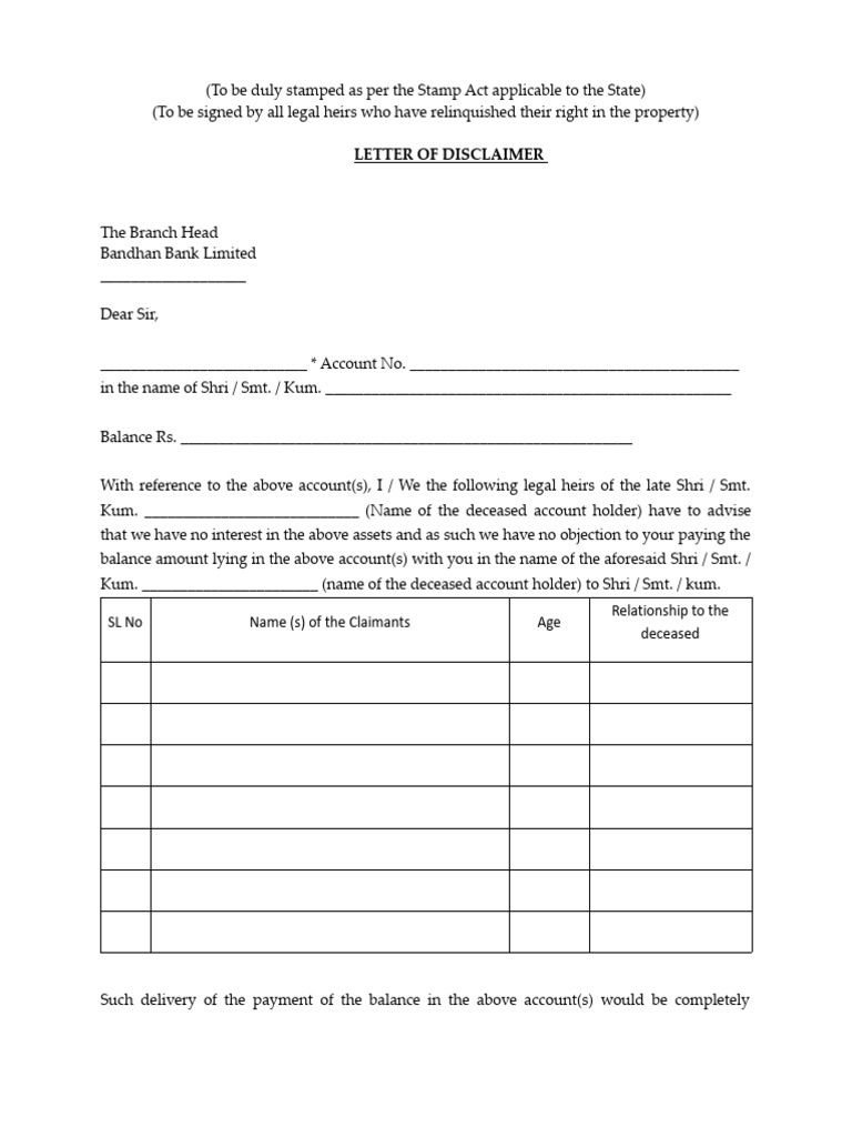 LETTEROFDISCLAIMER | PDF