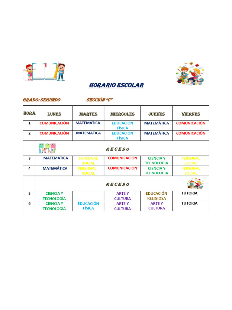 Horario Escolar | PDF