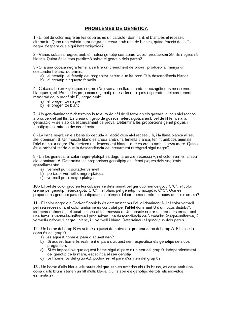 3 - Problemes de Genètica | PDF