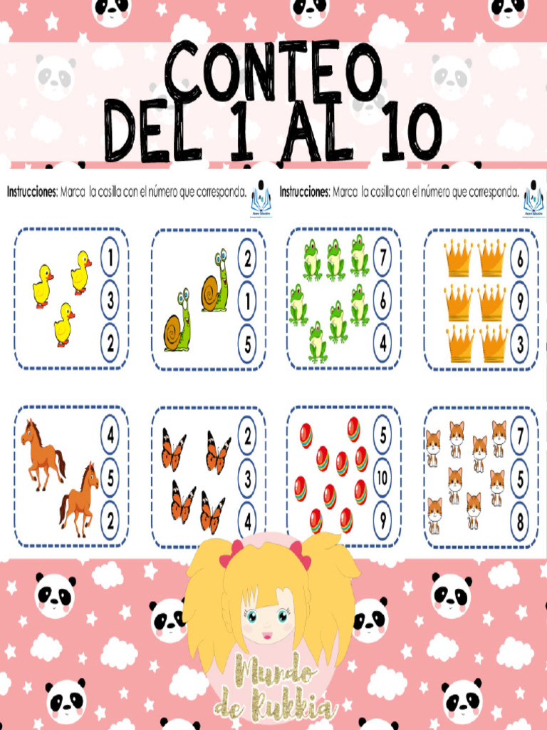 Tarjetas de Conteo Del 1 Al 10 Recopilado Por Mundo de Rukkia | PDF