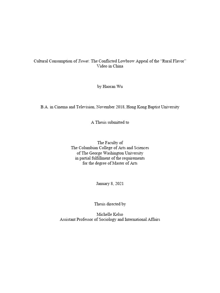 Ba - Cultural Consumption of Tuwei The Conflicetd Lowbrow Appeal of The ...