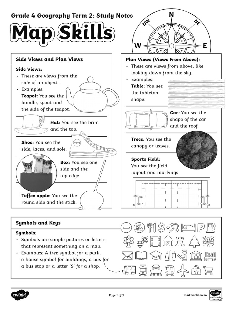 Grade 4 Map Skills Study Guide | PDF | Earth Sciences | Geography