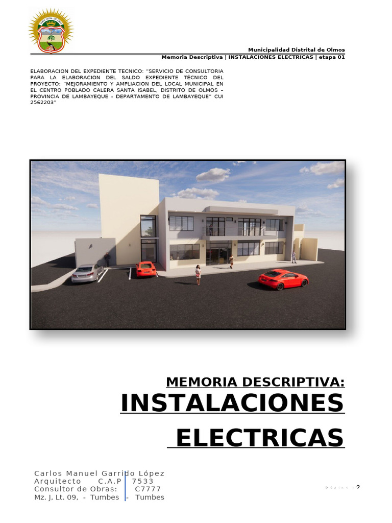 Memoria Descriptiva Instalaciones Electricas La Calera Etapa I | PDF | Ingenieria Eléctrica ...