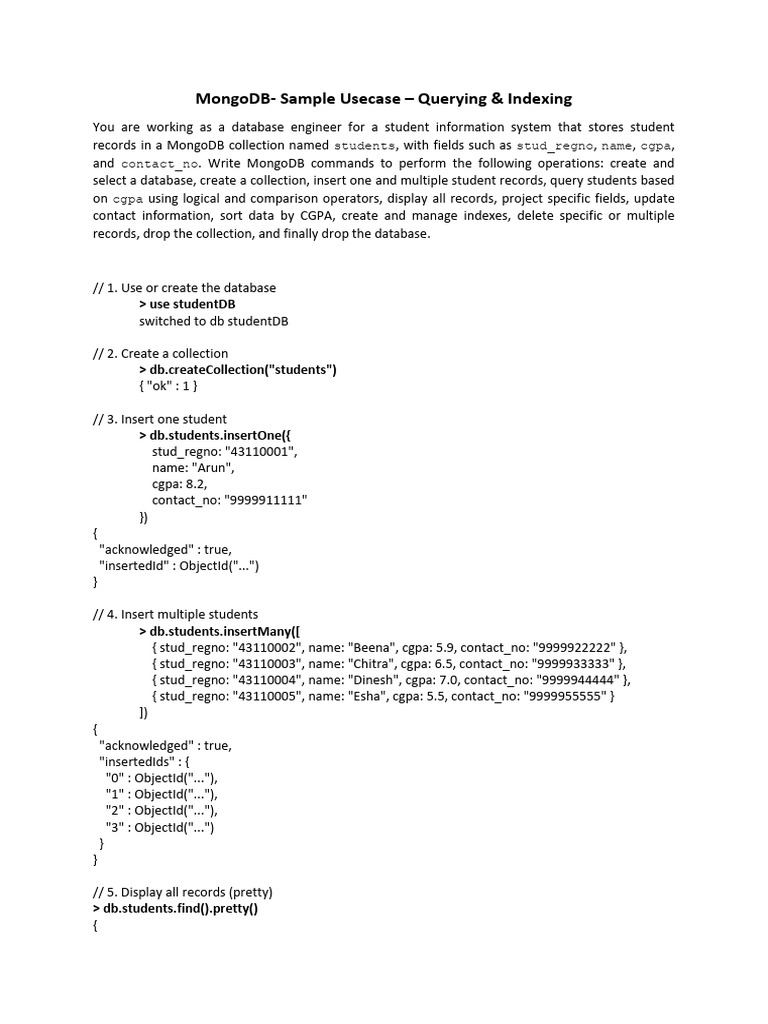 Mongodb Sample Querying Indexing | PDF | Database Index | Mongo Db