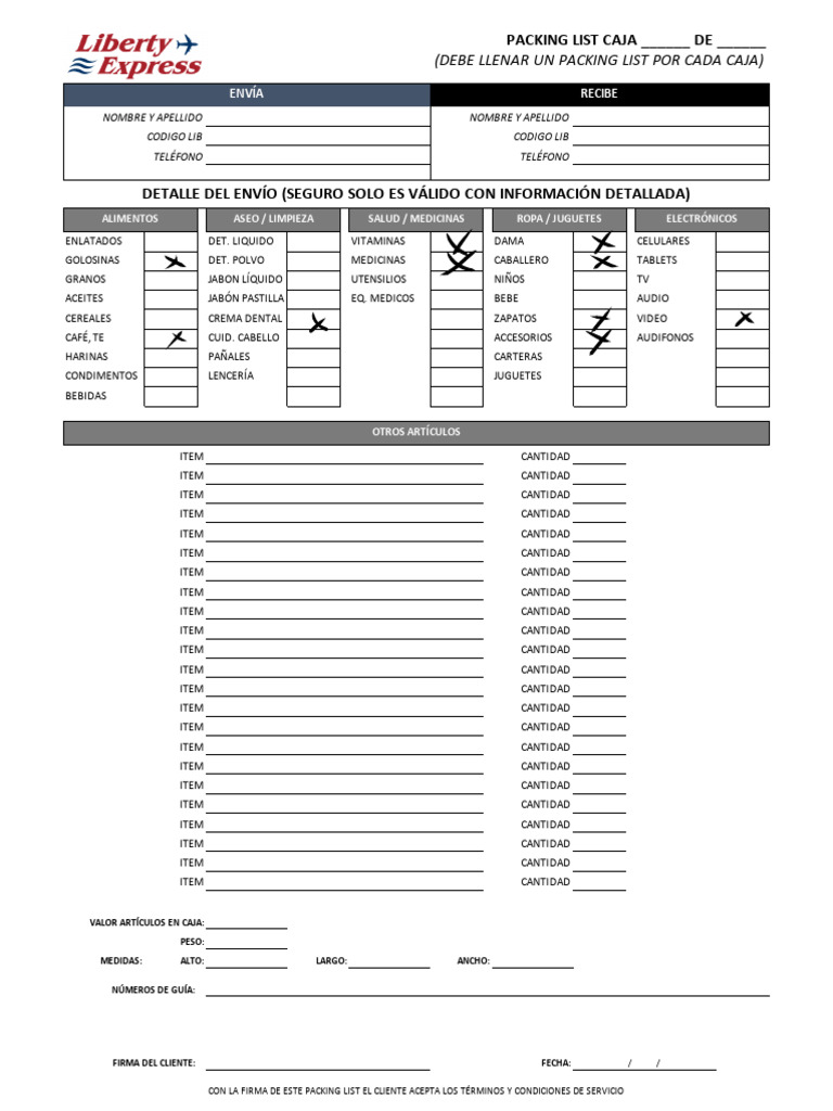 Lista de Empaque para Envíos | PDF