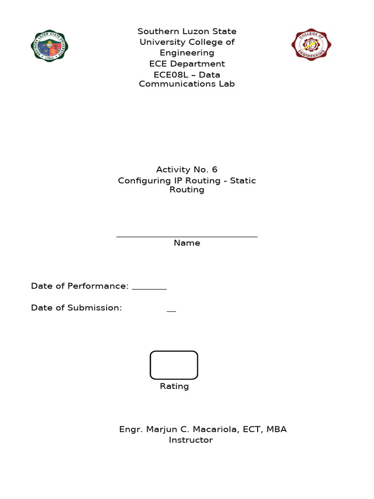 Experiment 6 Static Routing | PDF