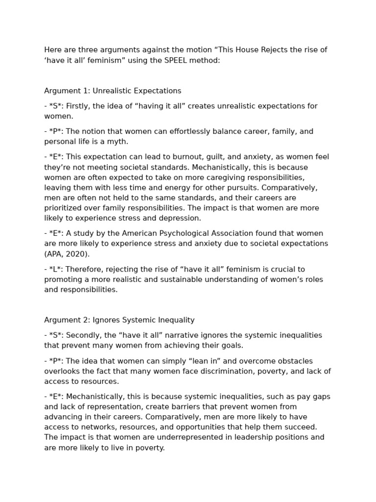 Arguments Against 'Have It All' Feminism | PDF | Feminism | Gender Studies
