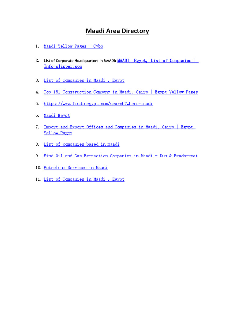 Maadi Area Company Directory | PDF