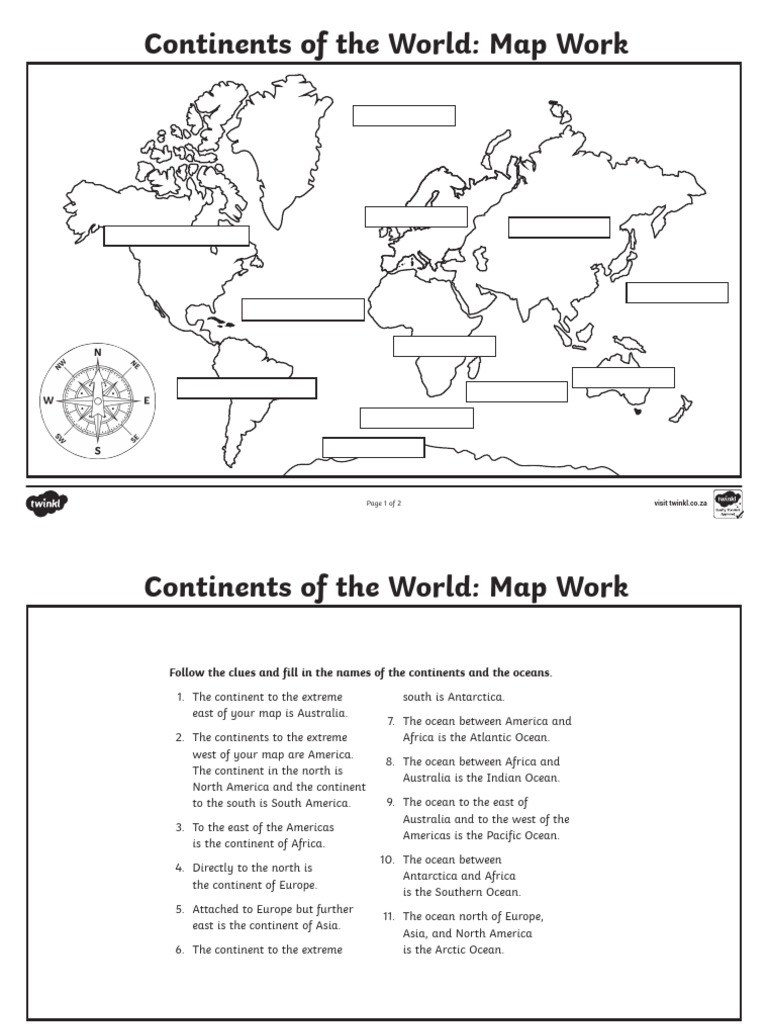 Continents and Oceans Map Activity | PDF