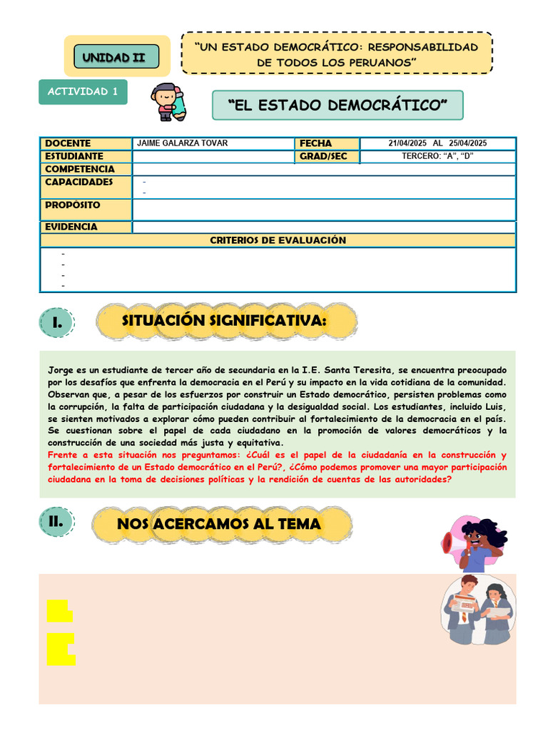 3° DPCC - Actv.01-Uni.2 2025 | PDF | Democracia | Ideologías políticas