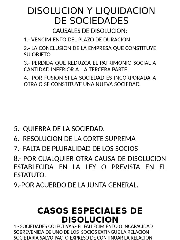 Disolucion y Liquidacion de Sociedades | PDF | Sociedad de responsabilidad limitada | Liquidación