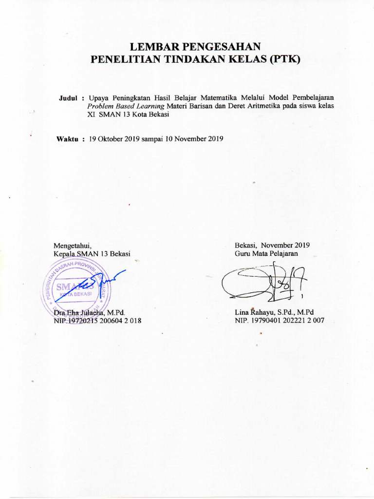 PTK (Penelitian Tindakan Kelas) - Pembelajaran Model Problem Based ...