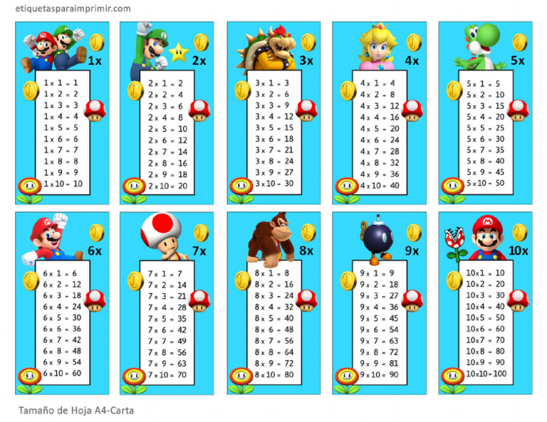 Mario-Bros-Tablas-de-Multiplicar | PDF