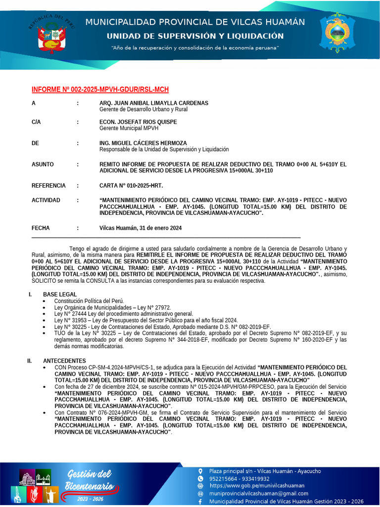 INFORME #057-2025 Adicional Deductivo | PDF | Presupuesto | Gobierno