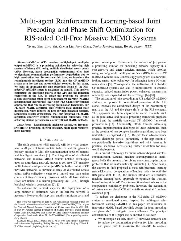 Multi-Agent Reinforcement Learning-Based Joint Precoding and Phase ...