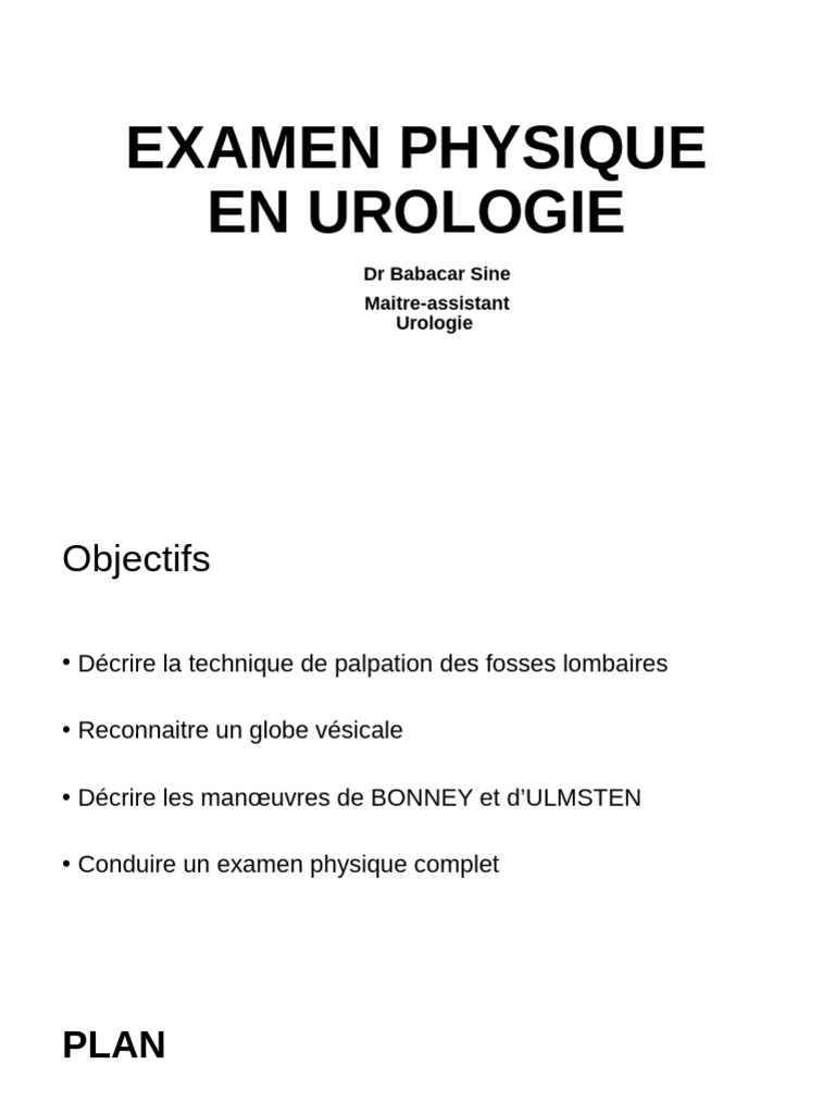 Examen Physique en Urologie | PDF | Prostate | Urologie