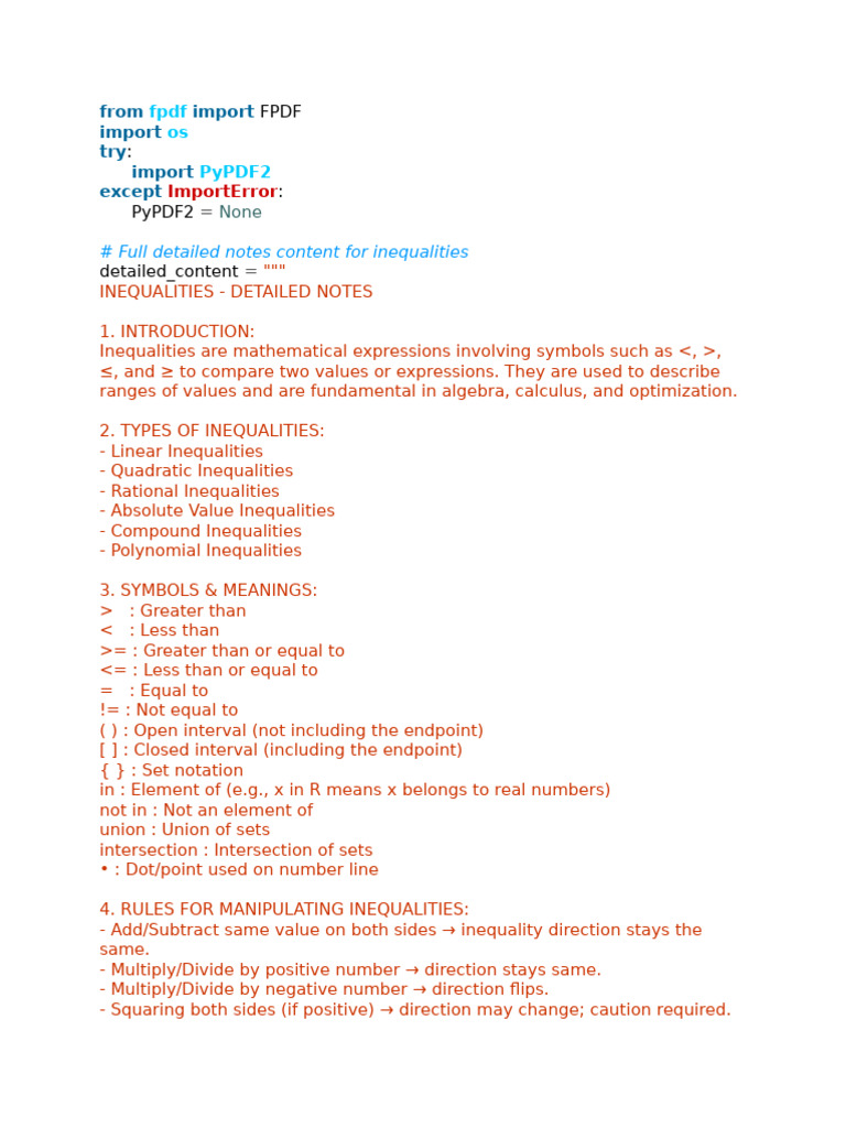 Generate Inequalities PDF | PDF | Polynomial | Inequality (Mathematics)
