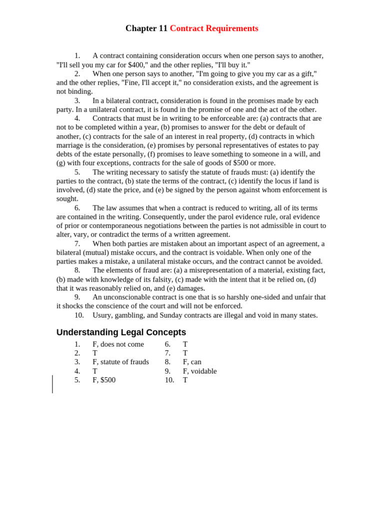 Understanding Contract Requirements | PDF | Consideration | Common Law
