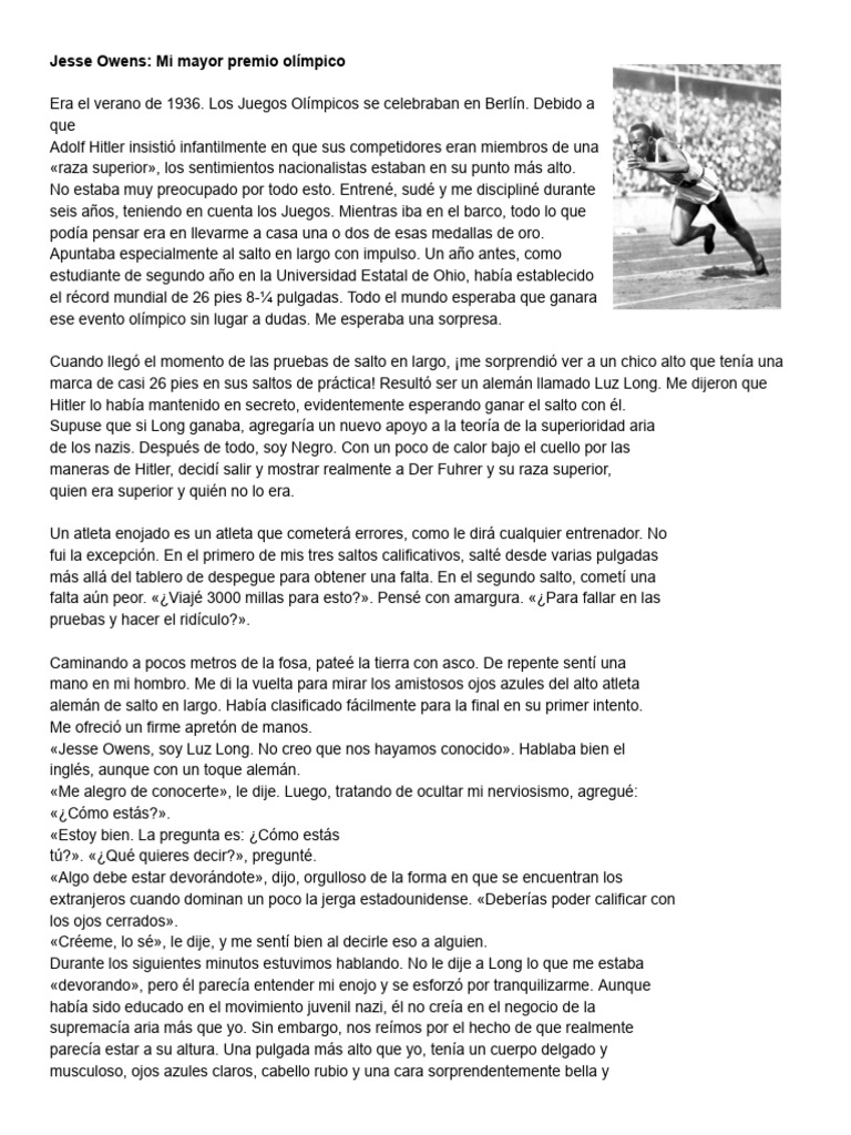 Jesse Owens Spanish | PDF