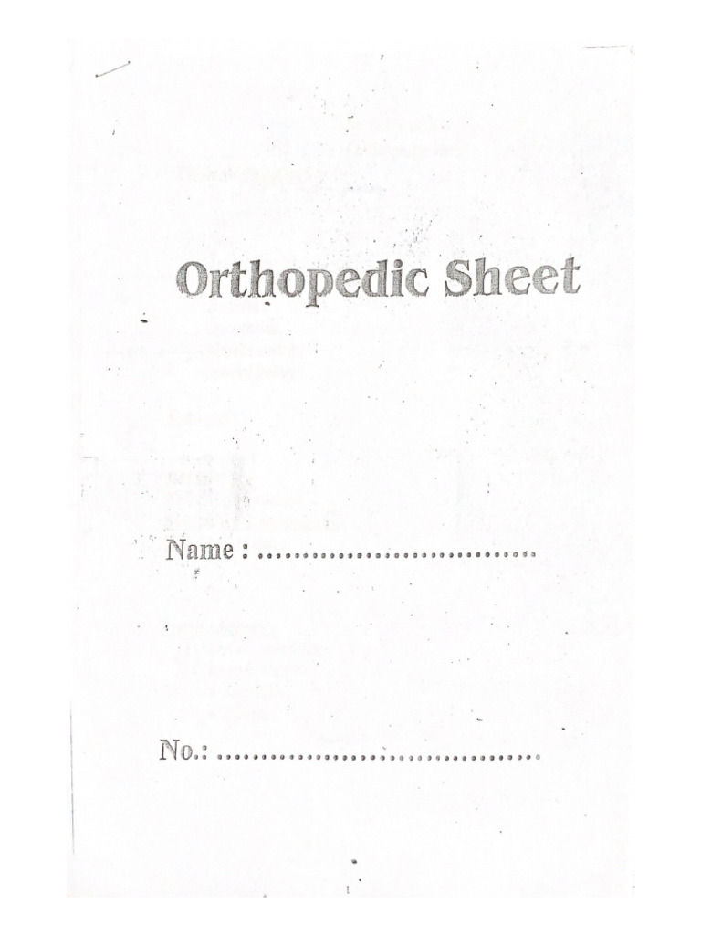Orthopedic Sheet | PDF