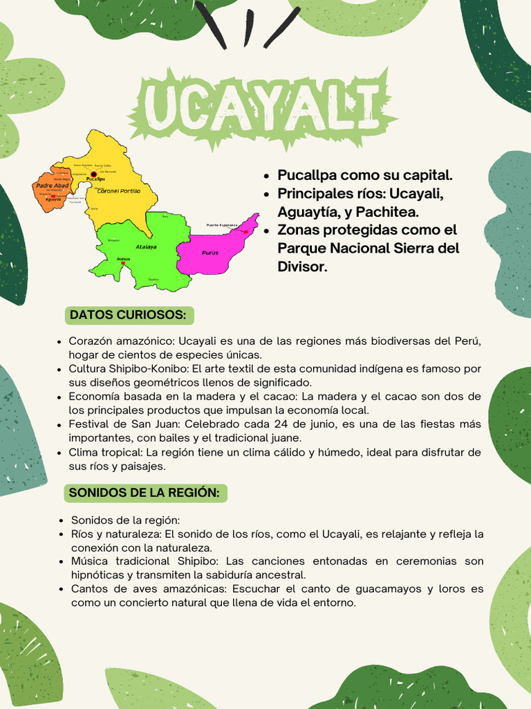 Infografía sobre Ucayali y su capital | PDF