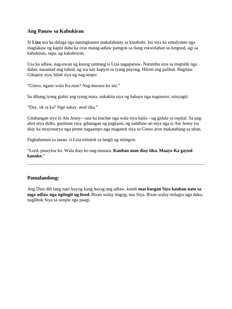 Ang Panaw sa Kabukiran | PDF