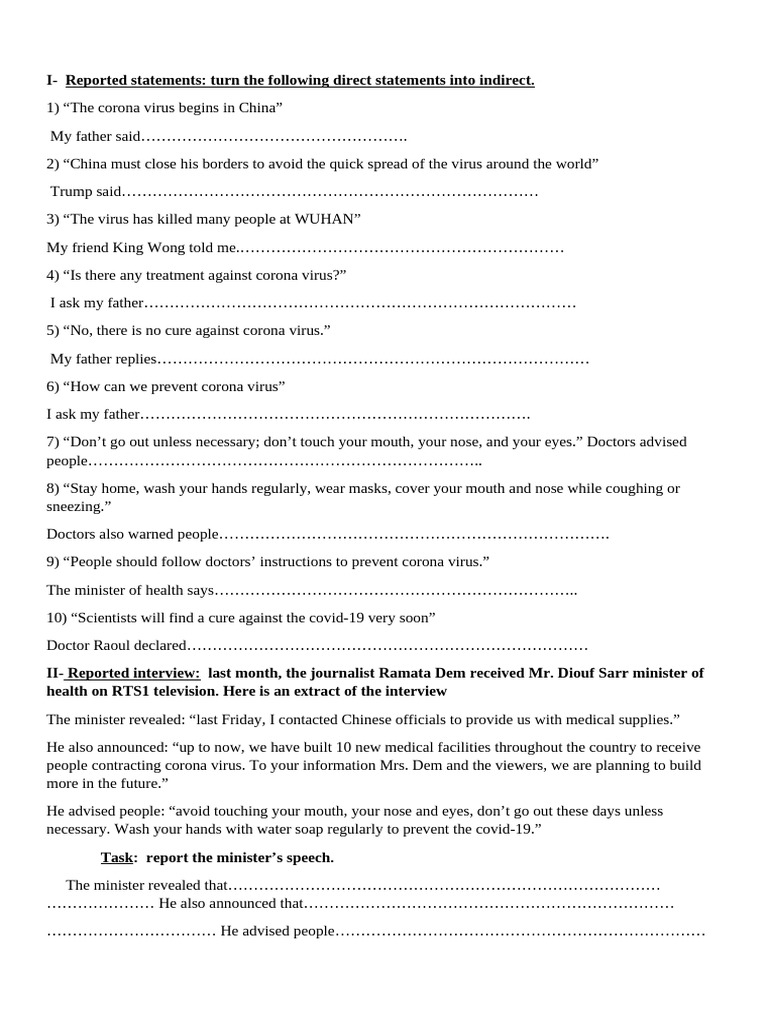 Reported Speech Revision | PDF