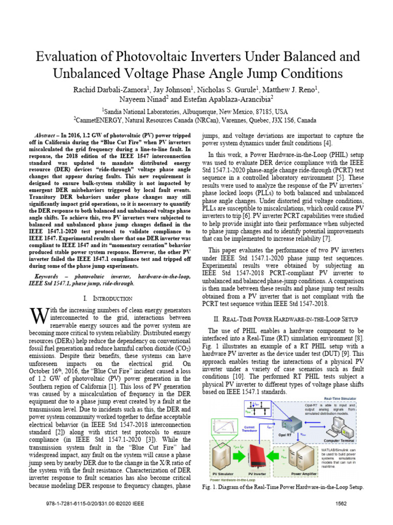 Evaluation of Photovoltaic Inverters Under Balanced and Unbalanced ...