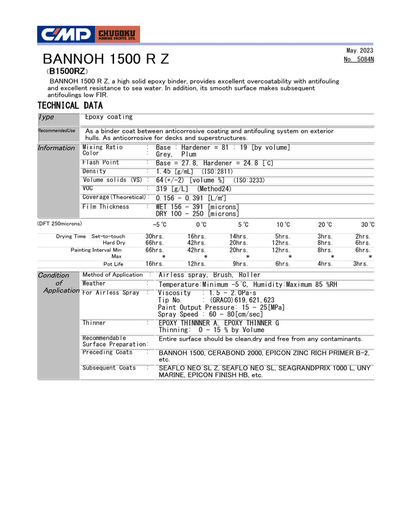 TDS MD en 5084N Bannoh 1500 R Z | PDF | Paint | Epoxy