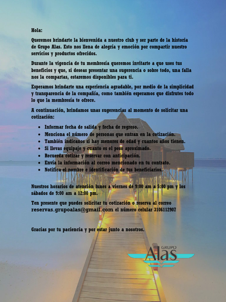 Bienvenida Grupo Alas | PDF