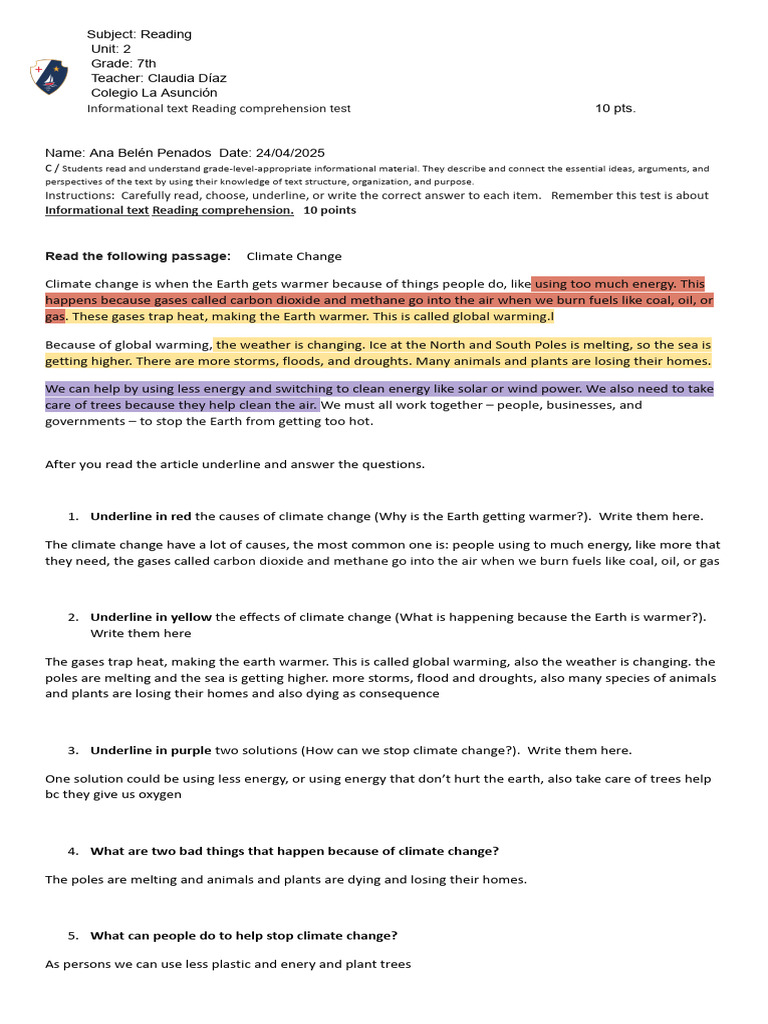 Copia de Informational text Reading comprehensionTest 7th grade 2025 U2 ...