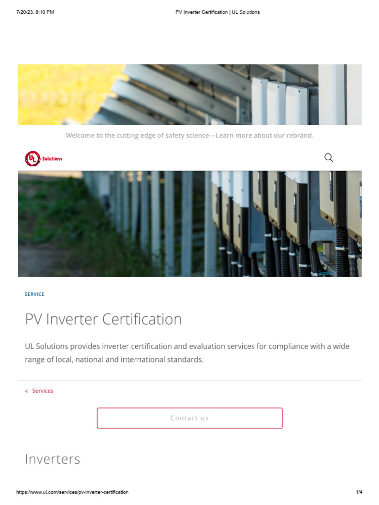 PV Inverter Certification - UL Solutions | PDF