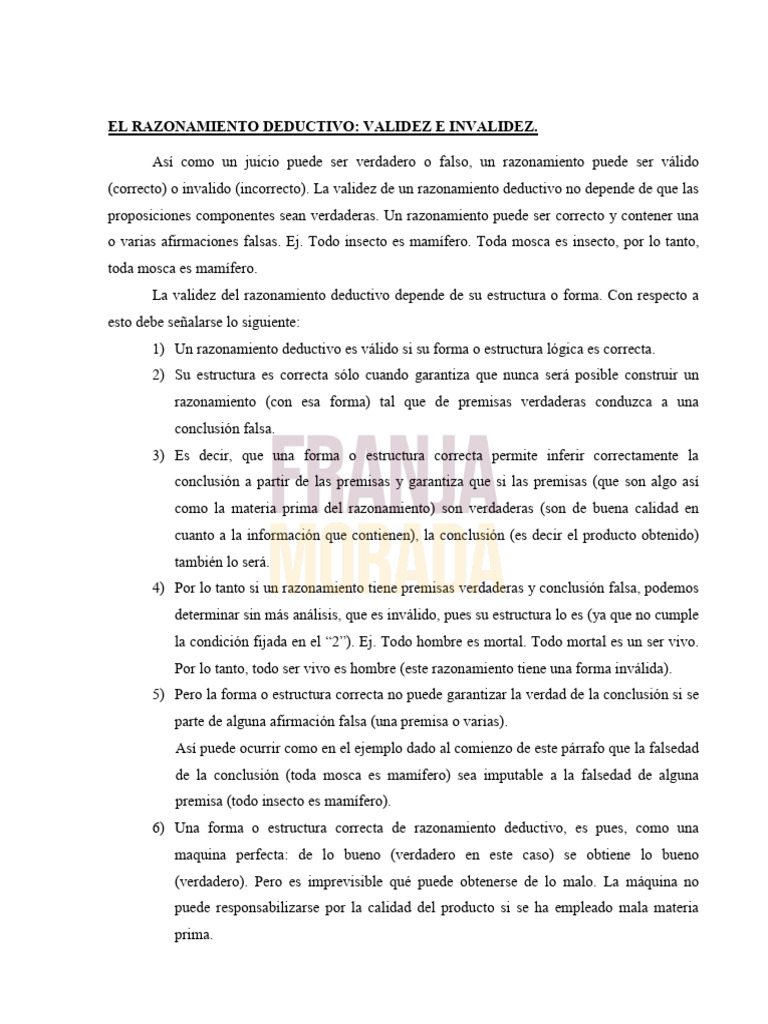 El razonamiento deductivo | PDF | Razonamiento deductivo | Inferencia