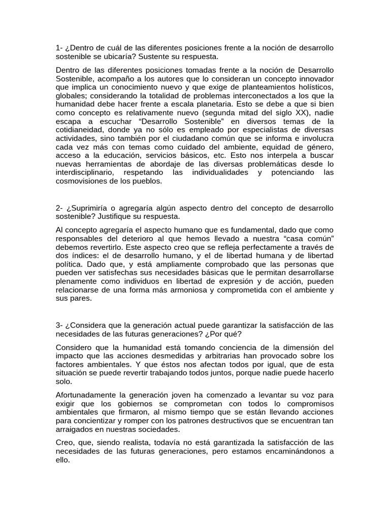 TP Desarrollo Sostenible | PDF | Sustentabilidad | Desarrollo sostenible