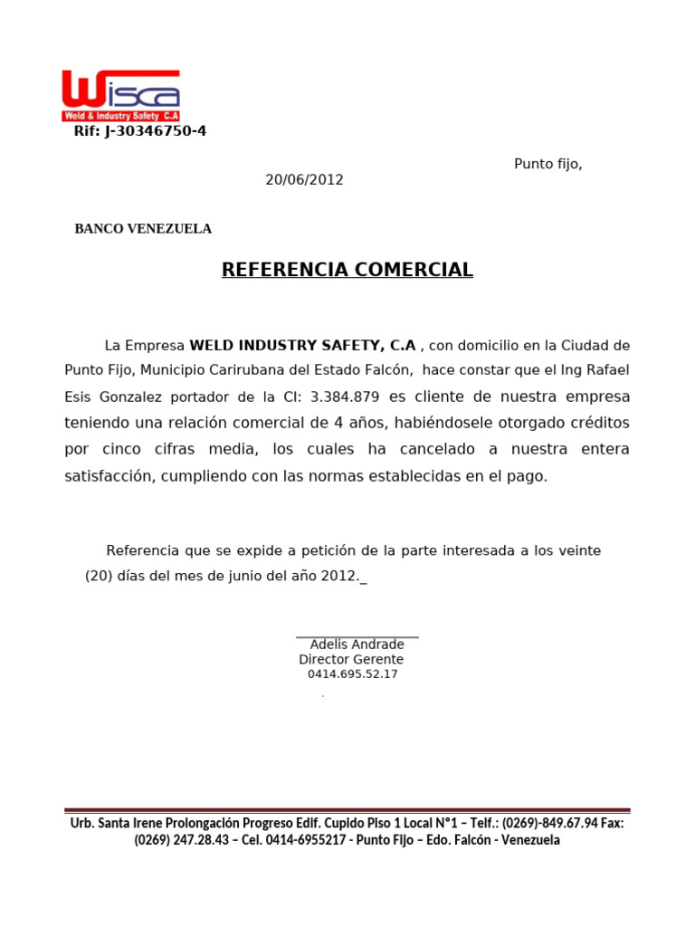 Referencia Personal Rafael Esis Vla | PDF