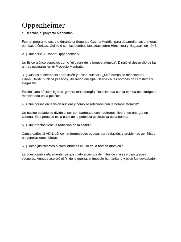Oppenheimer y el Proyecto Manhattan | PDF