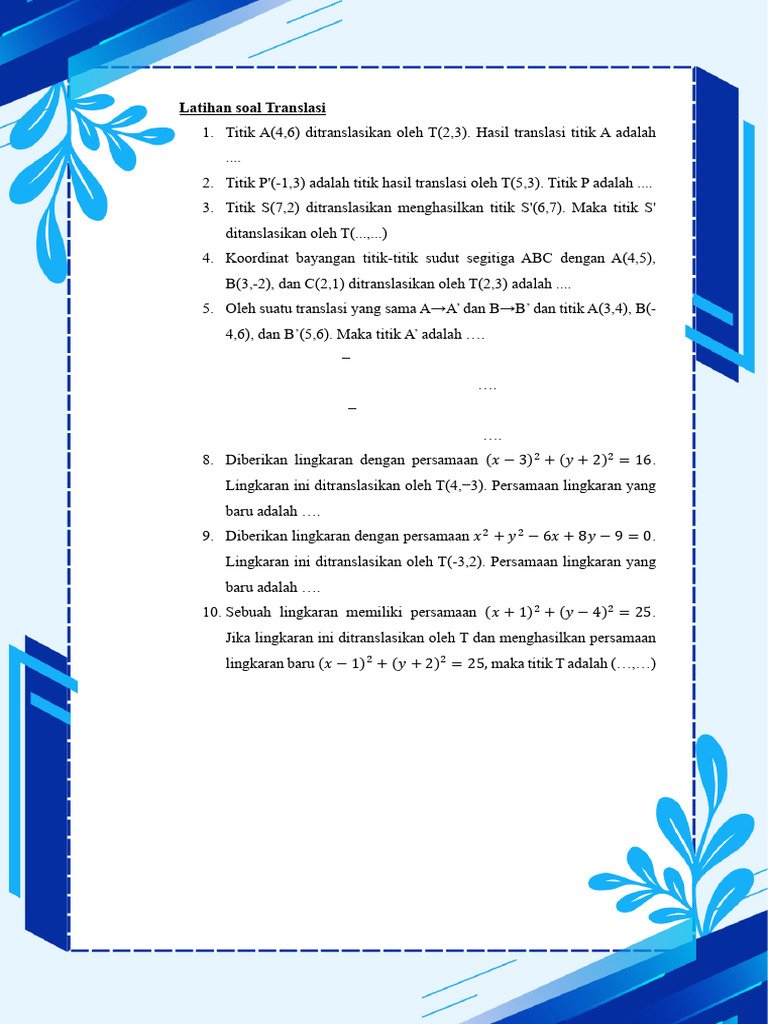 Latihan Soal Translasi | PDF