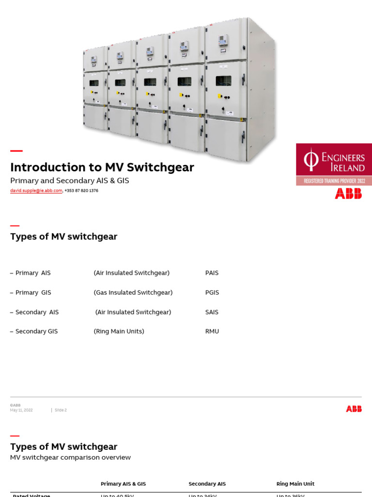 Introduction To MV Switchgear David Supple | PDF | Power Engineering | Electrical Equipment